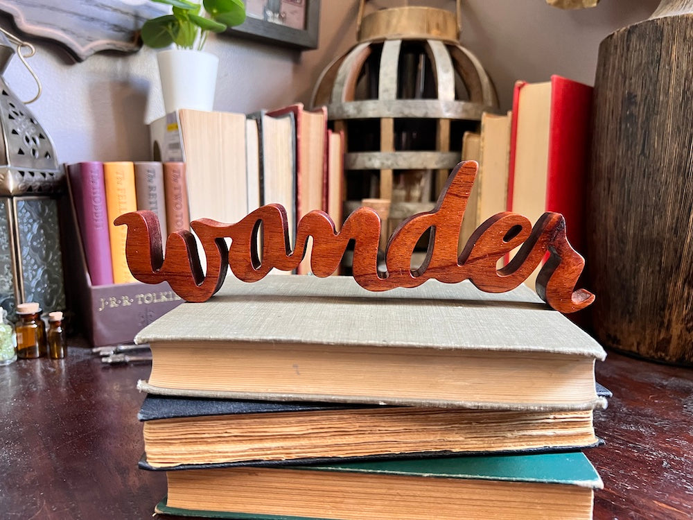 Wander Script Wood Sign (Cherry) – Riddle's Tea Shoppe