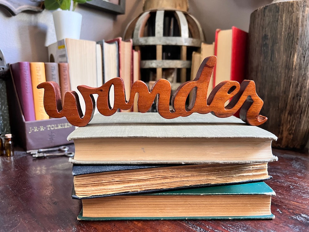 Wander Script Wood Sign (Cherry 3) – Riddle's Tea Shoppe